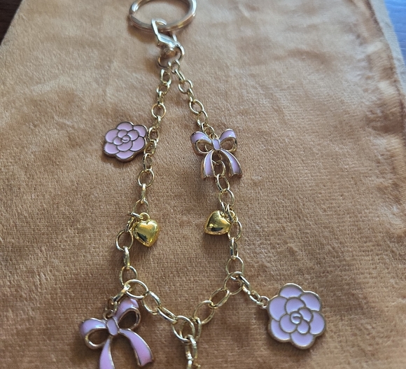 Source Unknown | Accessories | Gold And Pink Key Chain | Poshmark